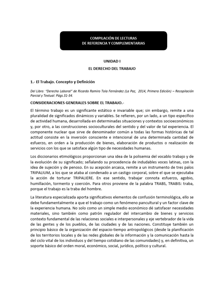 Compilación de Lecturas - Unidad I - DTSS | PDF | Derecho laboral | Liberalismo