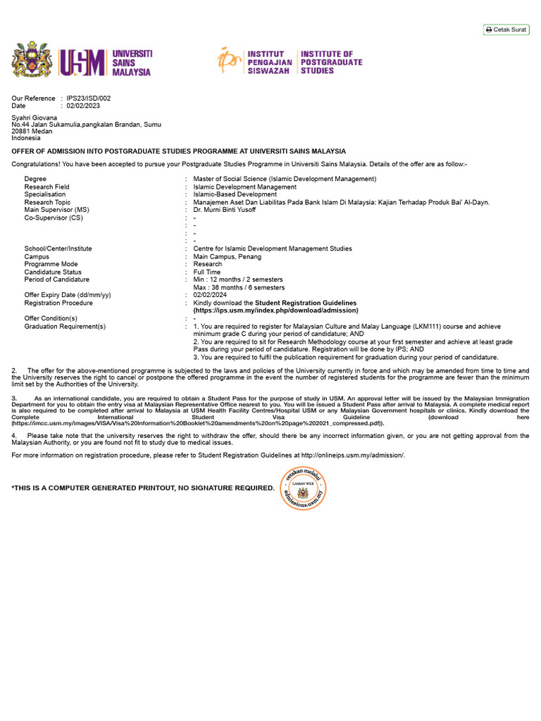 Https:/smup - usm.my/kemasukanIPS/Stawaran/surat tawaran ...