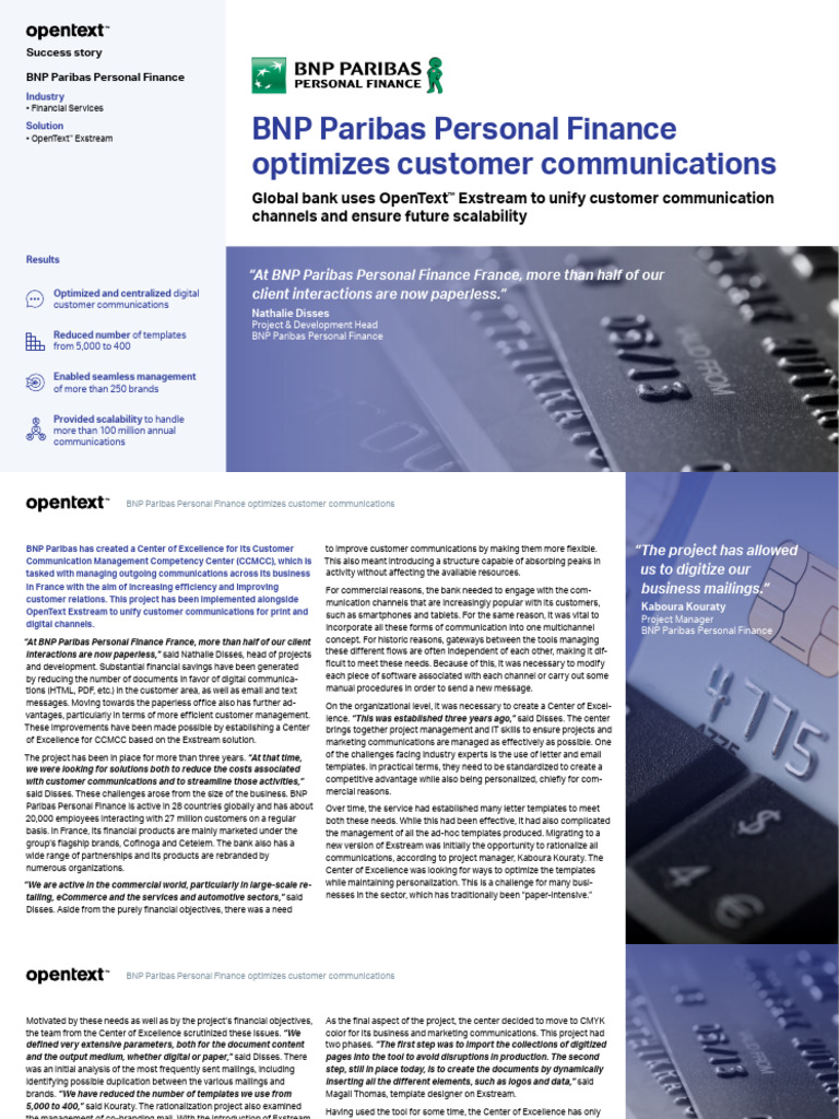 Exstream BNP Paribas | PDF | Marketing Communications | Communication