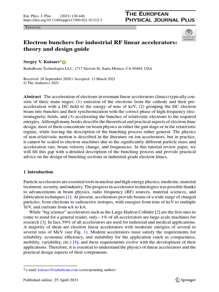 Electron bunchers for industrial RF linear accelerators | PDF