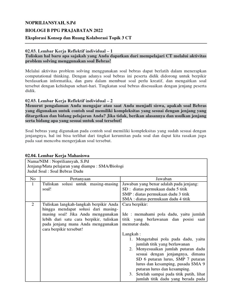 Eksplorasi Konsep Dan Ruang Kolaborasi Topik 3 Subtopik 1 - CT | PDF