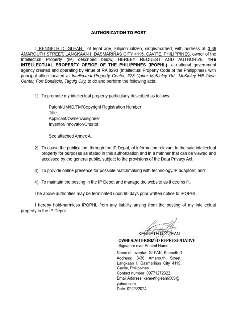 IP Application Form | PDF | Intellectual Property | Rice