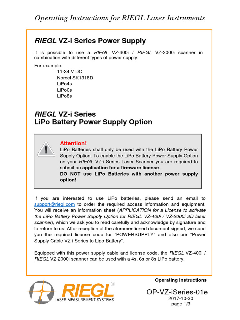 OP VZ I Series 01e LiPo | PDF | Power Supply | Computing