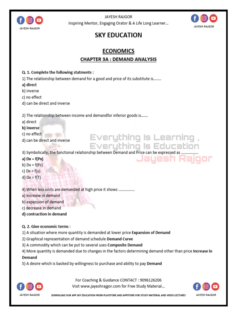3a Demand Analysis Notes | PDF | Demand | Demand Curve