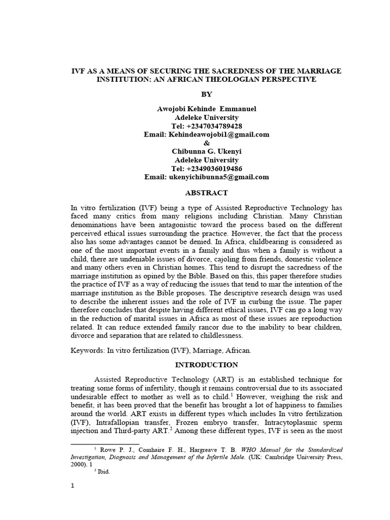 Ivf Assignment | PDF | In Vitro Fertilisation | Assisted Reproductive ...