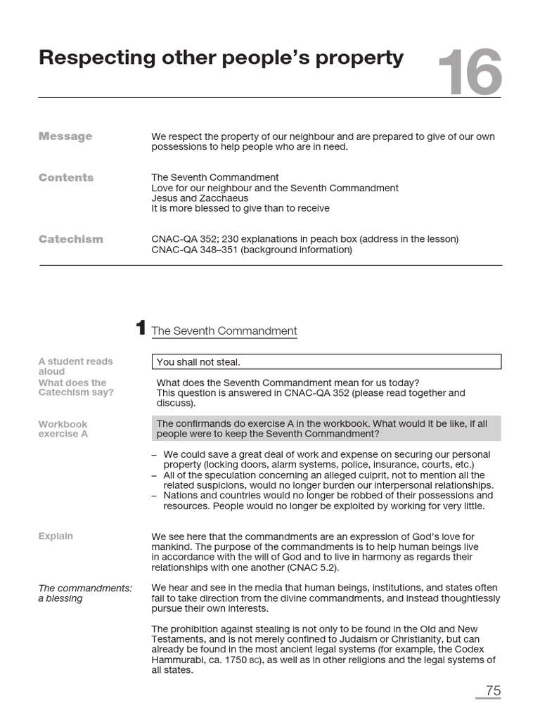 016 Respecting Other Peoples Property FullLessonV2 2018 | PDF | Ten ...