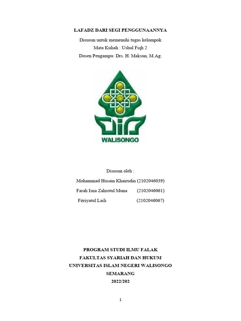 Lafadz Dari Segi Penggunaannya | PDF Lafadz Dari Segi Penggunaannya | PDF