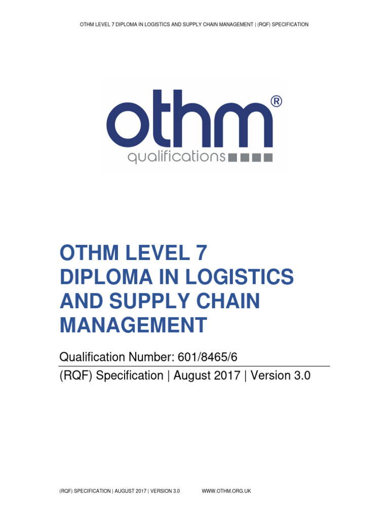 OTHM L7 DipLSCM Spec17 08 | PDF