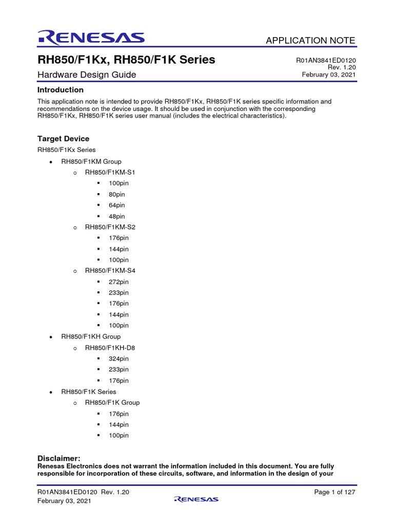 RH850-F1Kx, RH850-F1K Hardware Design Guide | PDF | Analog To Digital ...