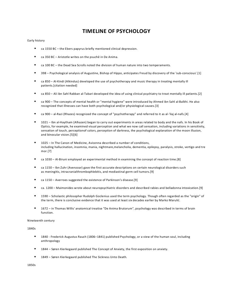 Timeline of Psychology | PDF
