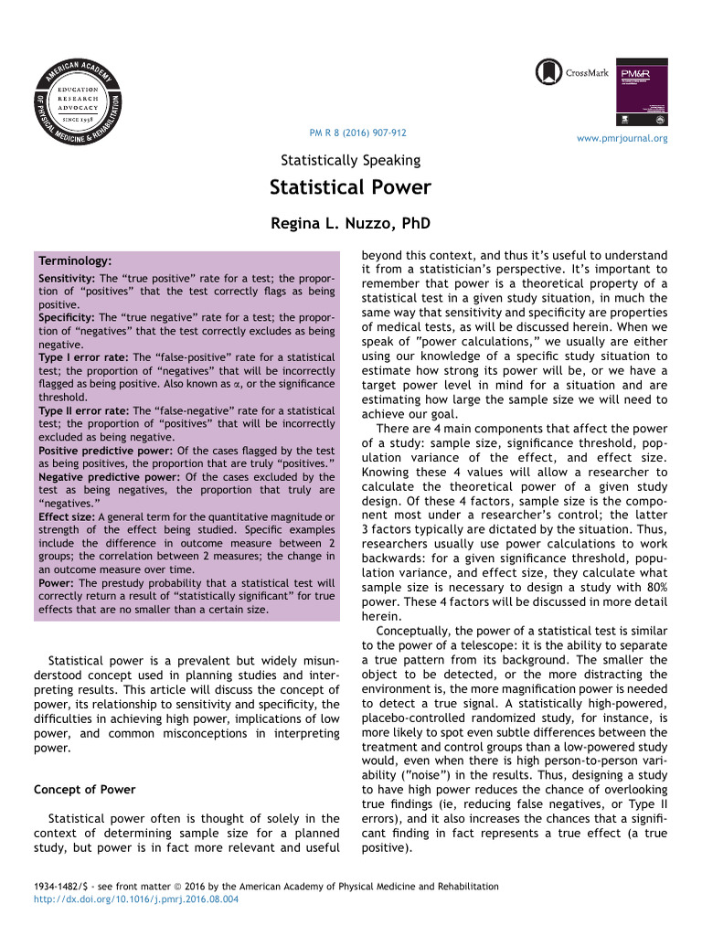 Statistical Power_encrypted | PDF | Sensitivity And Specificity | Type I And Type Ii Errors