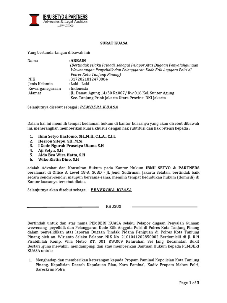 SKK Arbain (Pelapor) Penyelidik Ke Paminal | PDF | Hukum