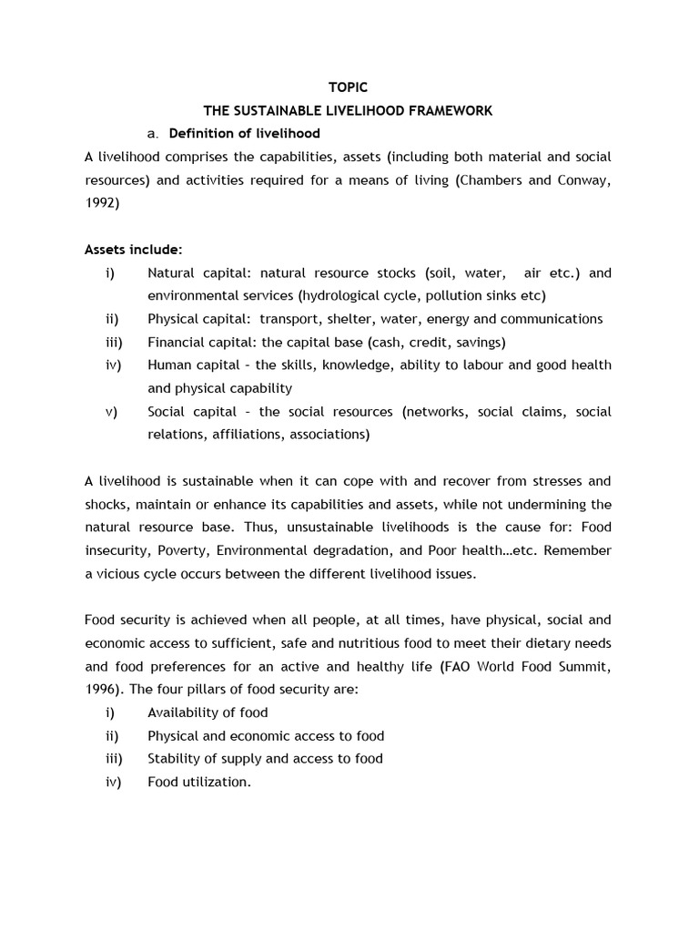 LECTURE NOTES ON Sustainable Livelihood & Sustainable Devt | PDF | Food ...