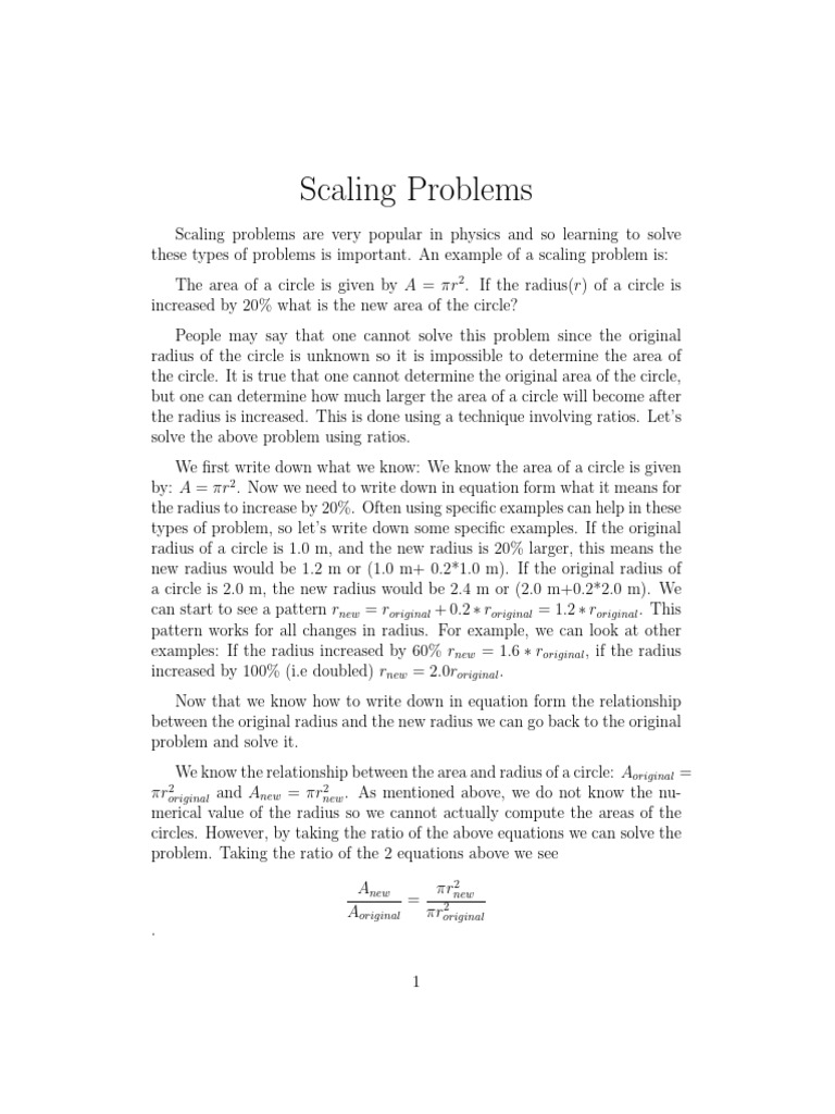Scaling Problems | PDF | Circle | Area