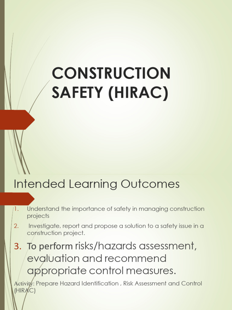Construction Safety (HIRAC) | PDF | Occupational Safety And Health | Risk