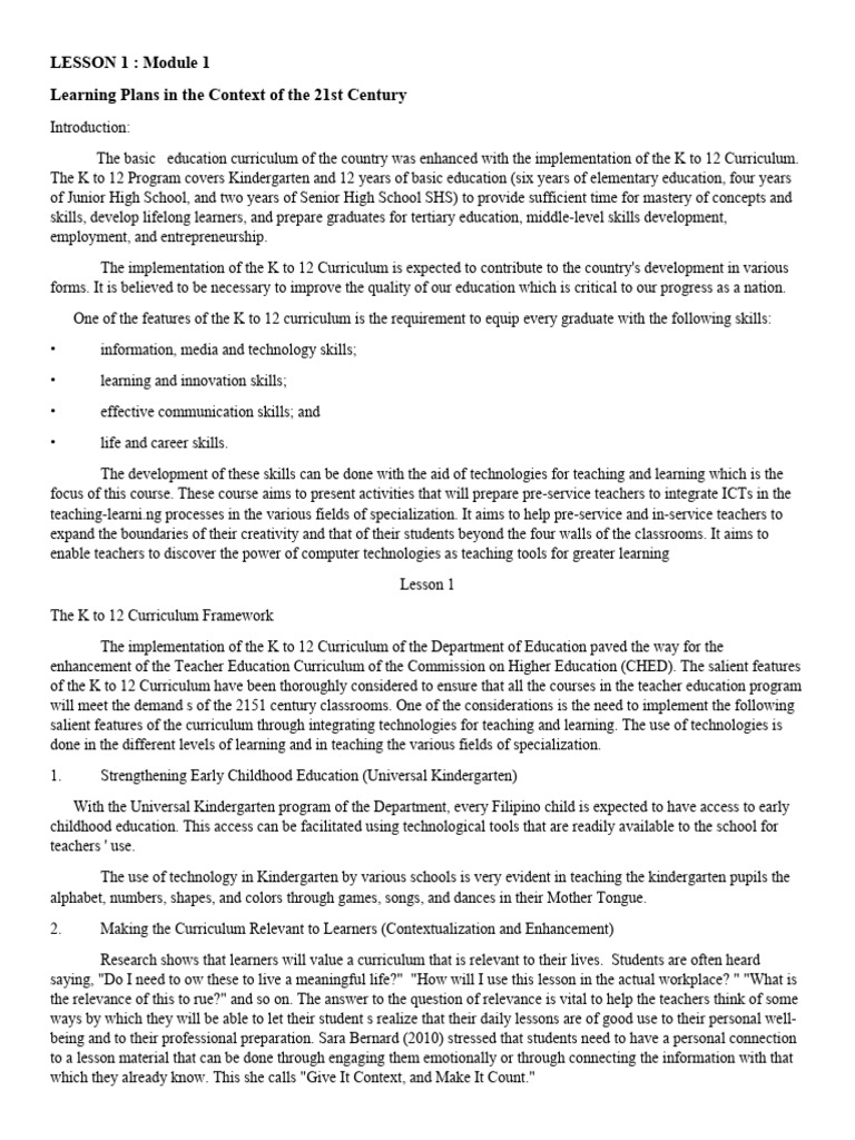 Sir. Latoza Module 1 Lesson 1 and 2 | Download Free PDF | Educational Technology | Curriculum