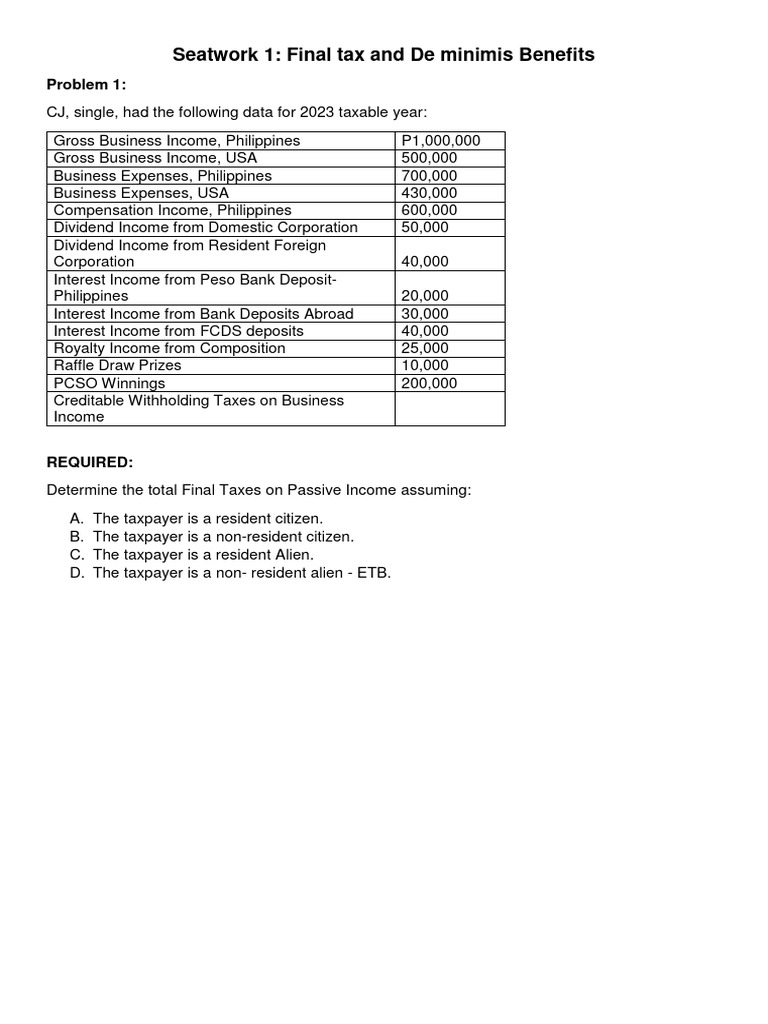 Final Tax and De Minimis Benefits Analysis | PDF | Finance & Money ...