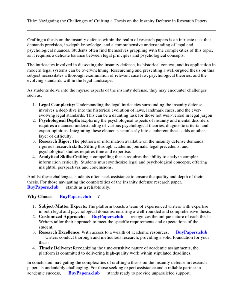Research Paper Insanity Defense | Download Free PDF | Insanity Defense ... Research Paper Insanity Defense | Download Free PDF | Insanity Defense ...