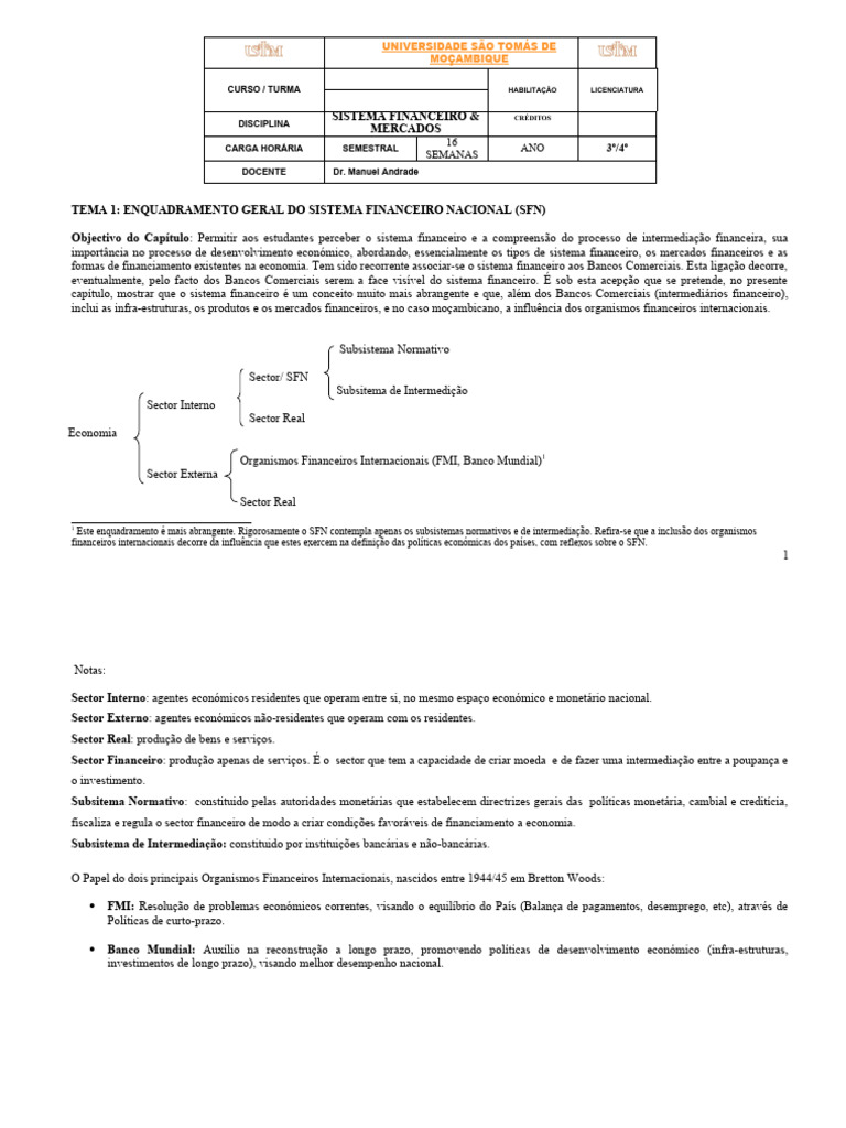 Aula 1&2 | PDF | Bancos centrais | Mercado de capital
