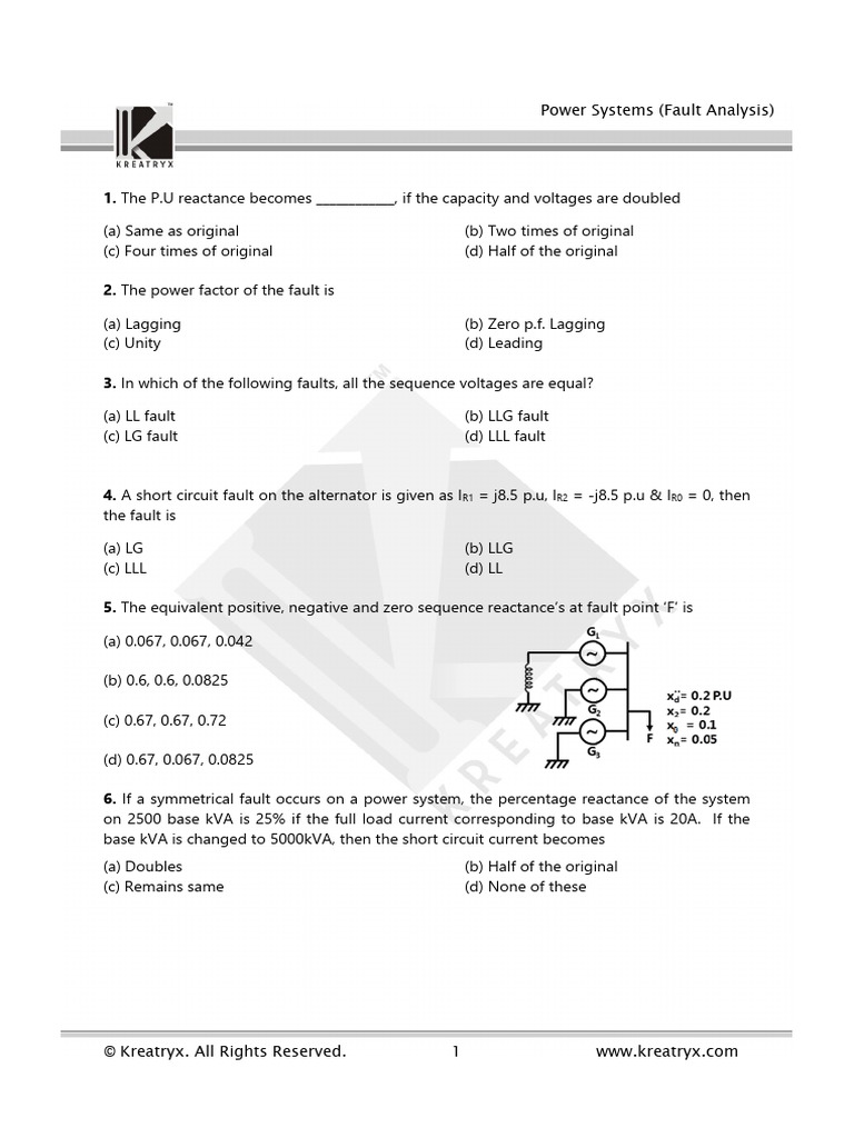 Power Systems (Q-Bank-Ch3-Fault Analysis | PDF | Transformer | Electrical Impedance