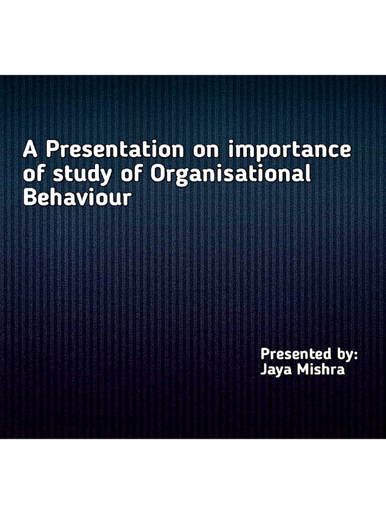 Organisation Behavior | PDF
