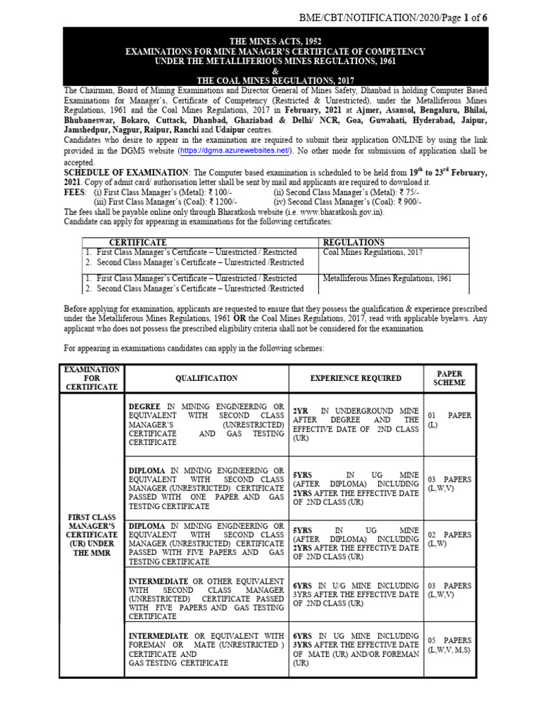 Notification For Manager's Competency Examination CBT 2020 Under | PDF ...