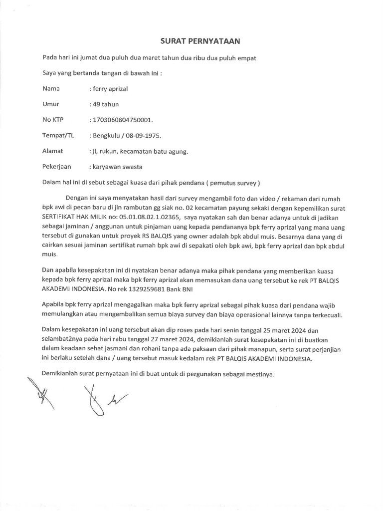 Surat Peryataan | PDF