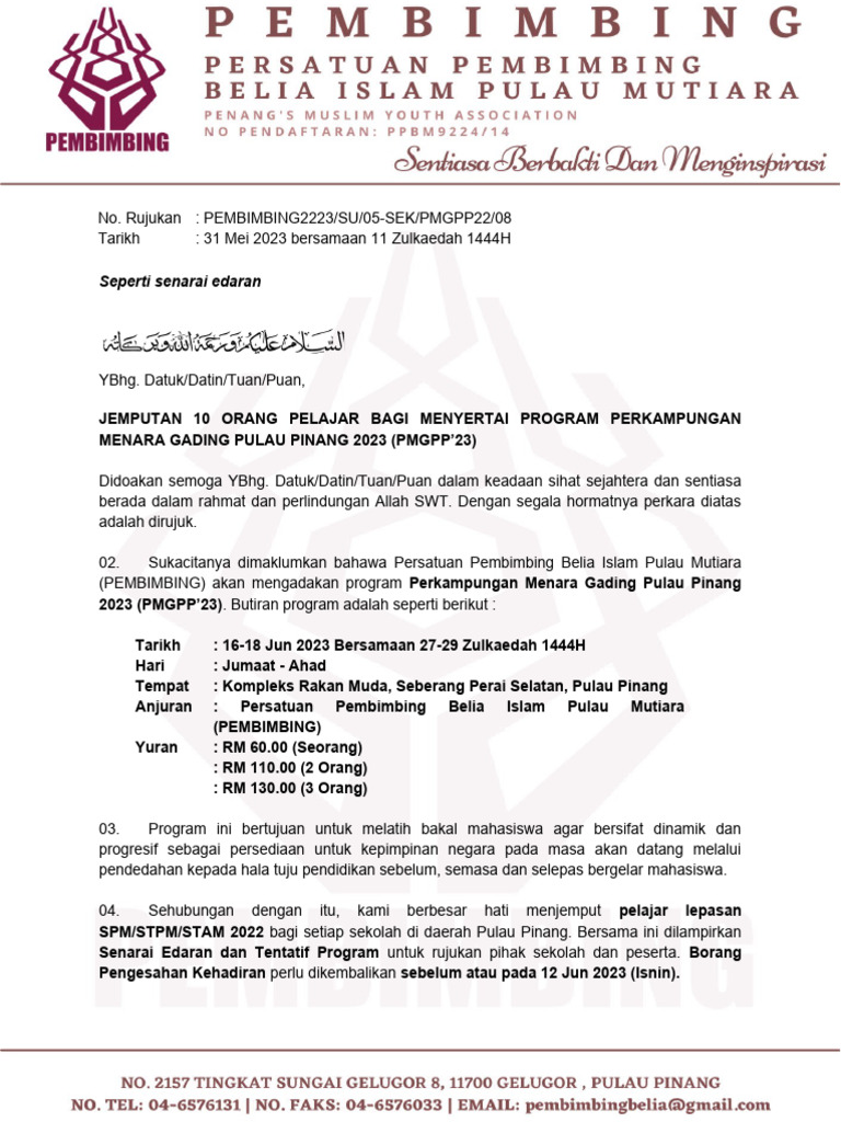 Jemputan Program PMGPP'23 Sekolah | PDF