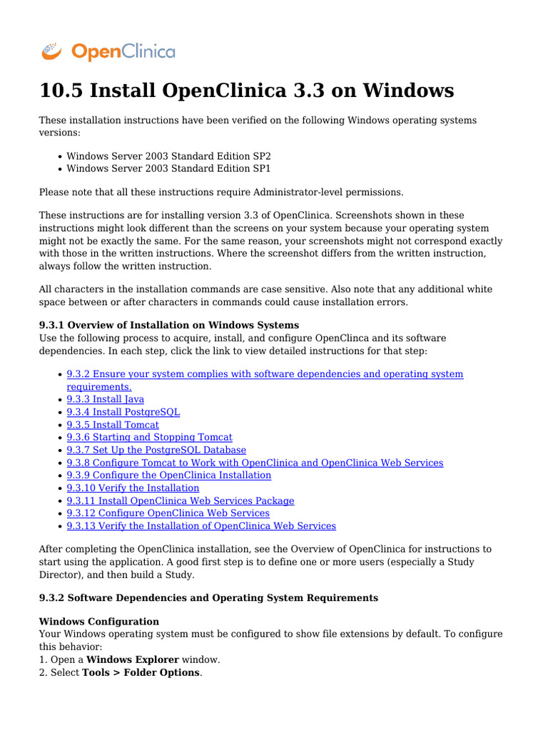 Install OpenClinica 3.3 On Windows | PDF | Postgre Sql | Java ...