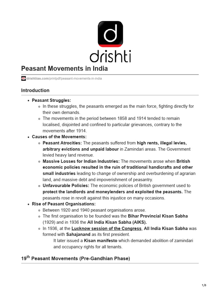 Indian Peasant Movements History | PDF | Indian Nationalism