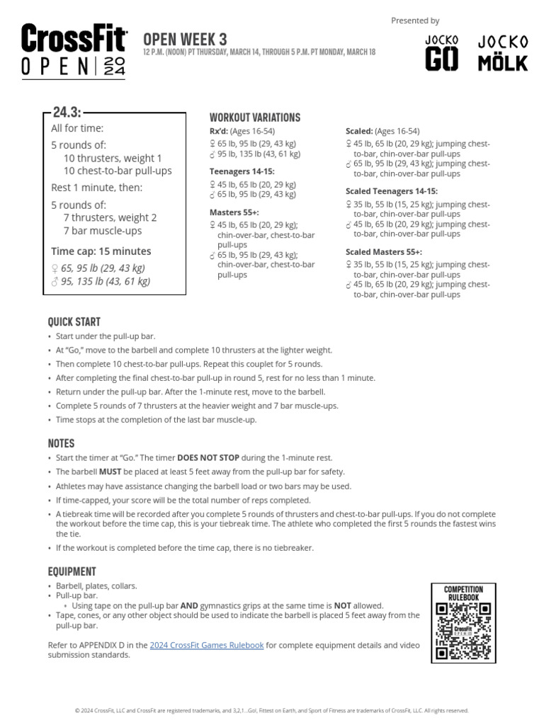 CFG24 Open 24.3 Scorecard - W0e9jfsoidnf | PDF | Weight Training ...