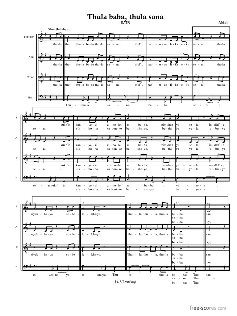 Africa - Traditional-Thula-Baba-Thula-Sana | PDF