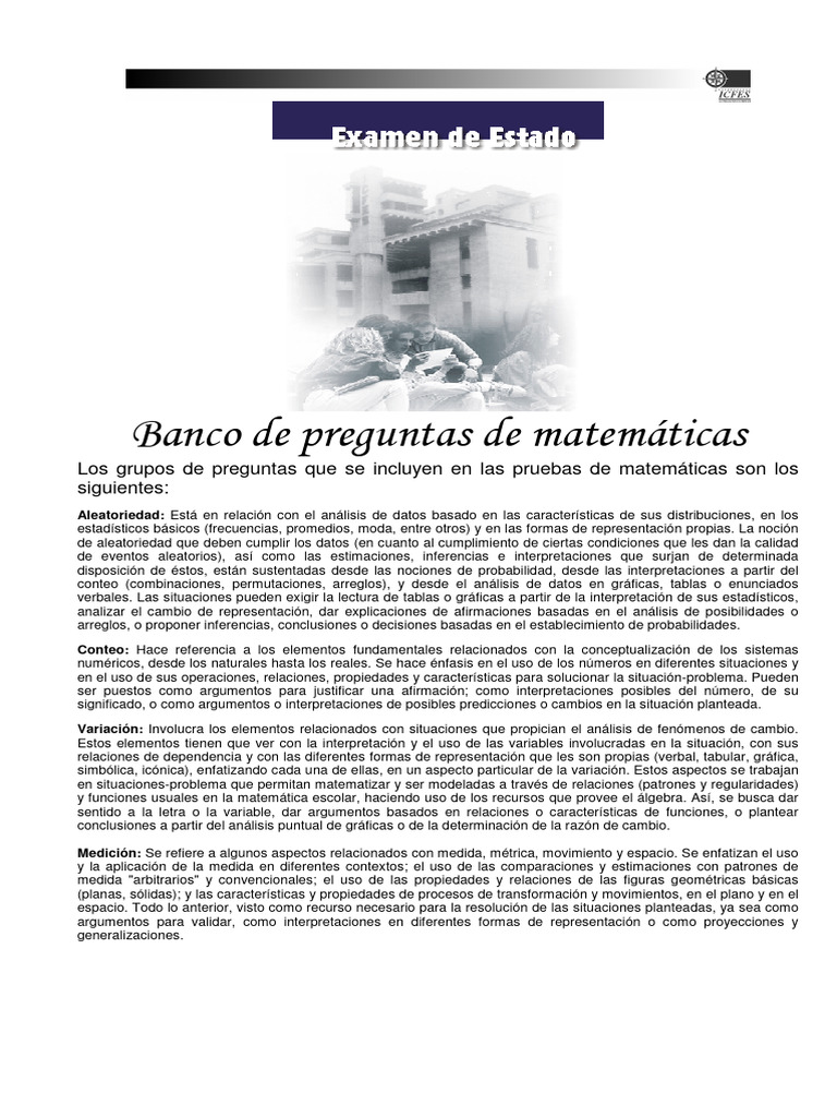 icfes matematicas | PDF | Estadísticas | Matemáticas