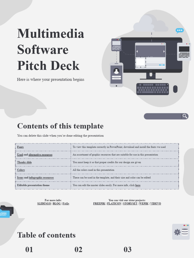 Multimedia Software Pitch Deck by Slidesgo | PDF | Market (Economics) | Icon (Computing)