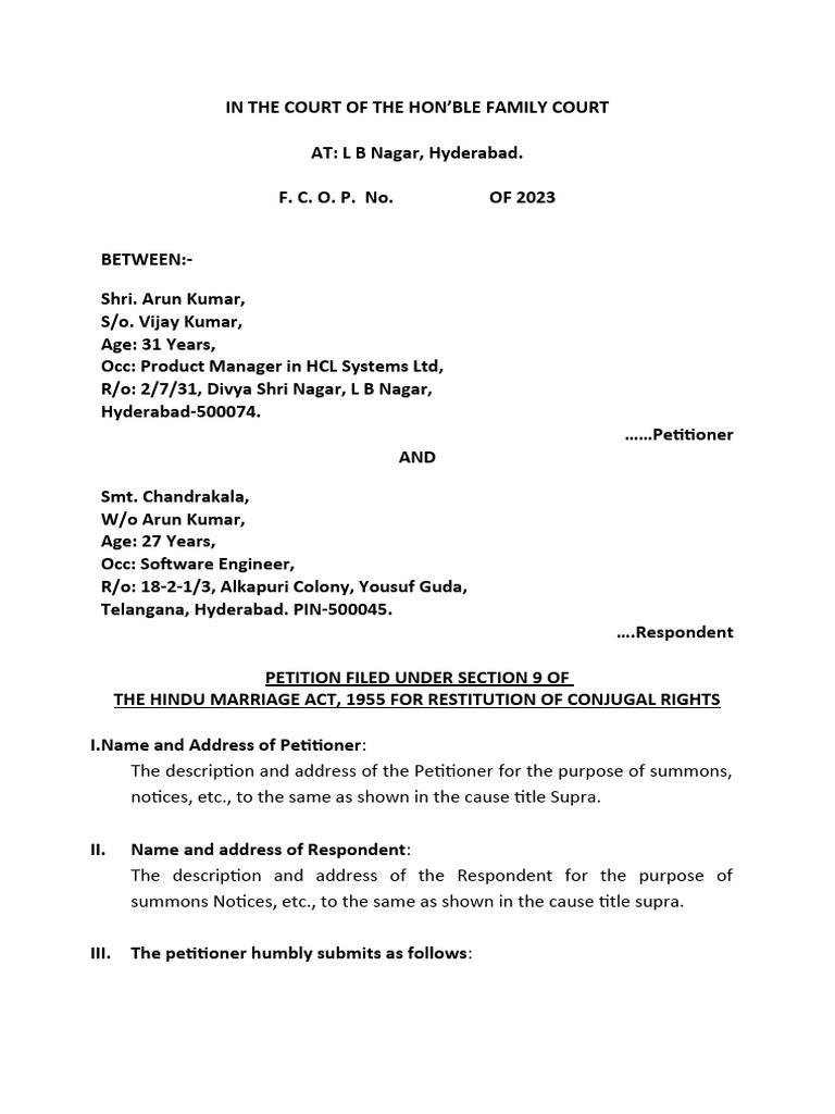 RCR Petition | PDF | Marriage