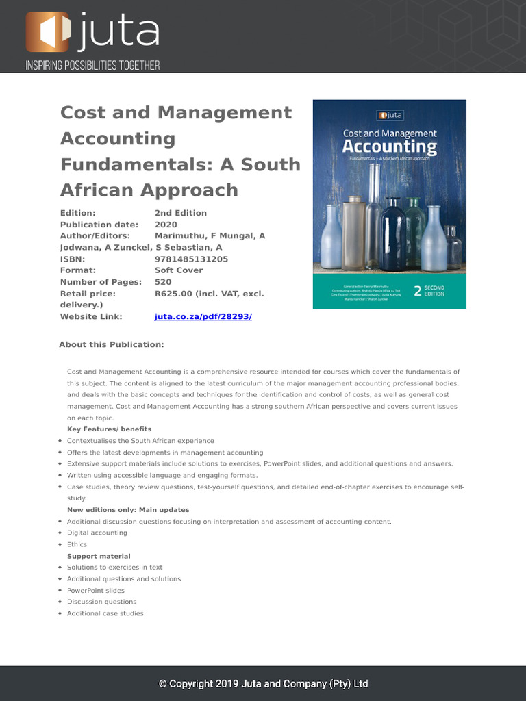 Cost and Management Accounting Fundamentals: A South African Approach ...