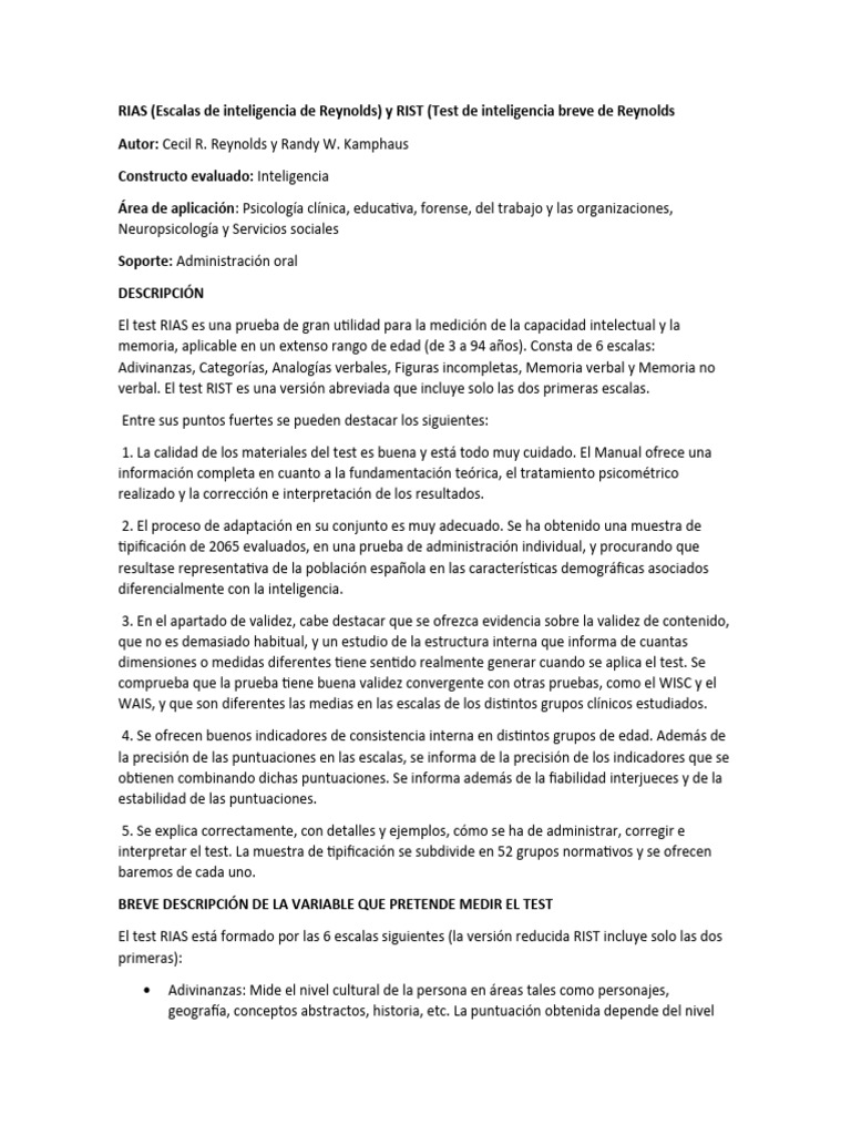 pruebas psicologicas | PDF | Inteligencia | Validez (Estadísticas)