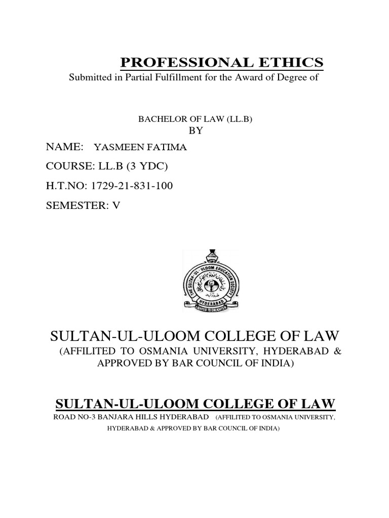 Professional Ethics - Cover Head | PDF