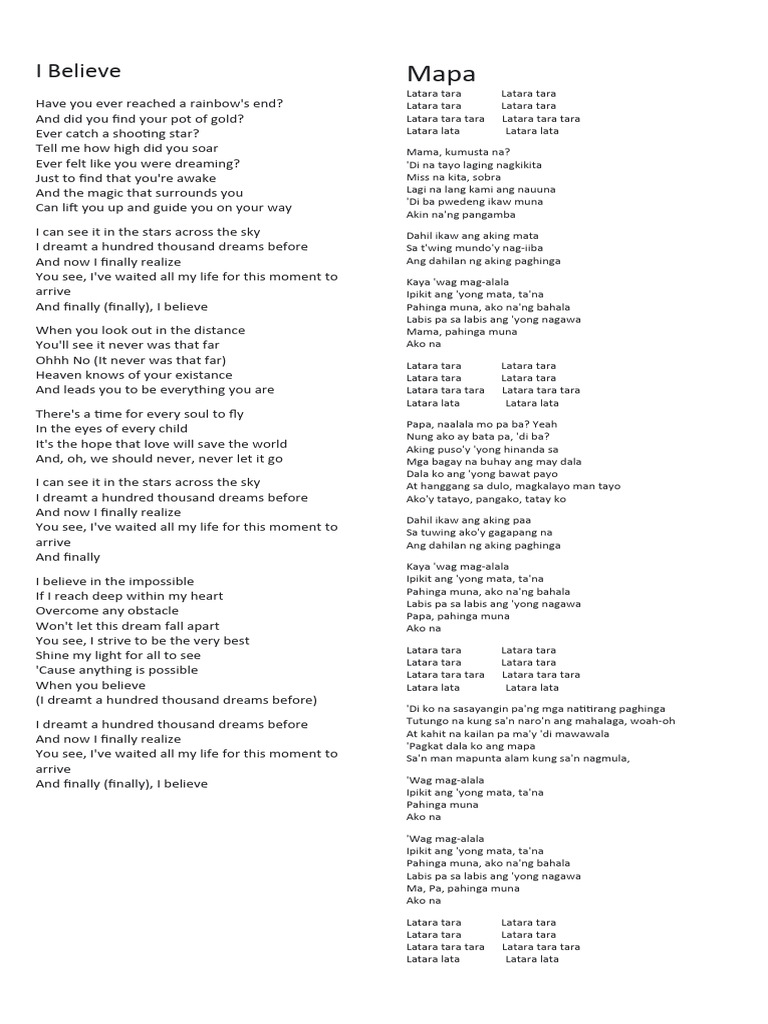 Inspirational Song Lyrics Analysis | PDF