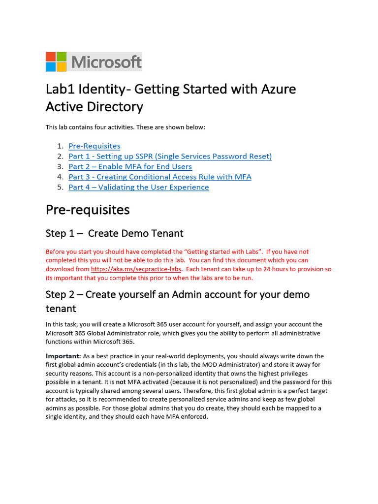 Lab1 Identity - Getting Started With Azure AD | PDF | Password ... Lab1 Identity - Getting Started With Azure AD | PDF | Password ...