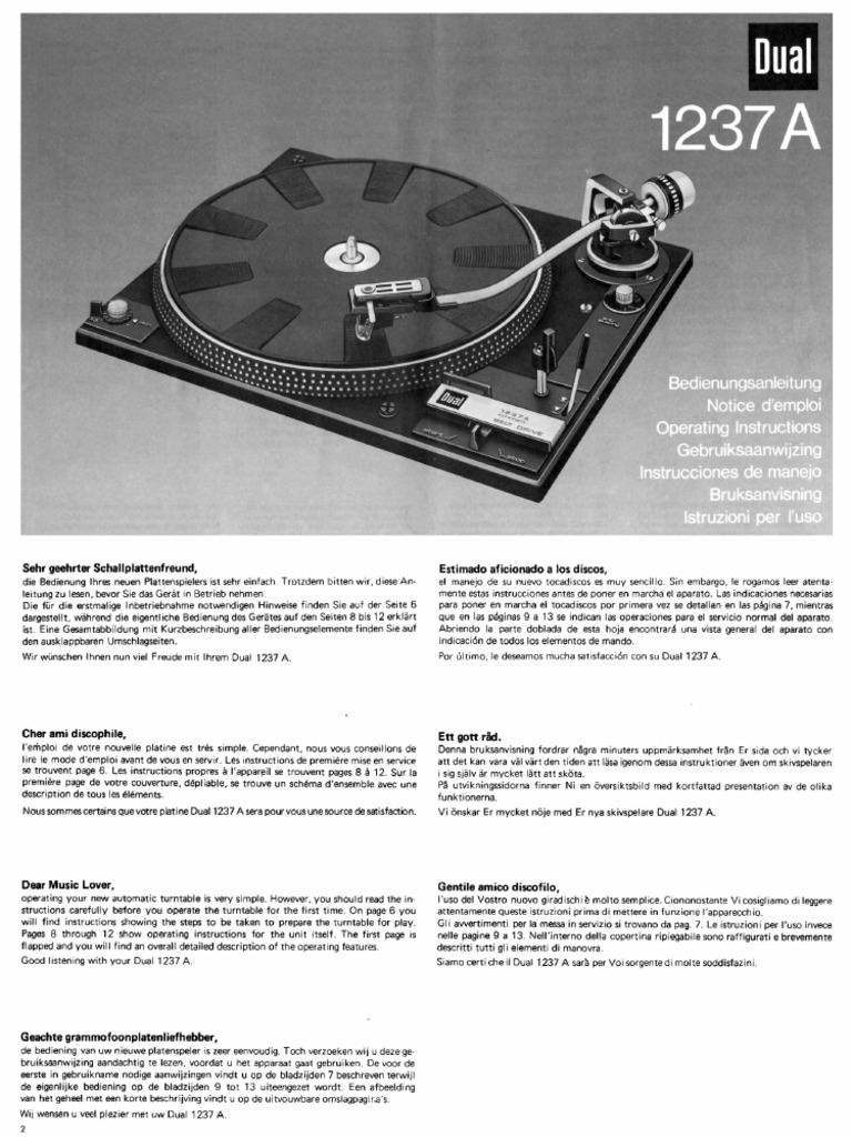 Dual 1237 A Owners Manual | PDF