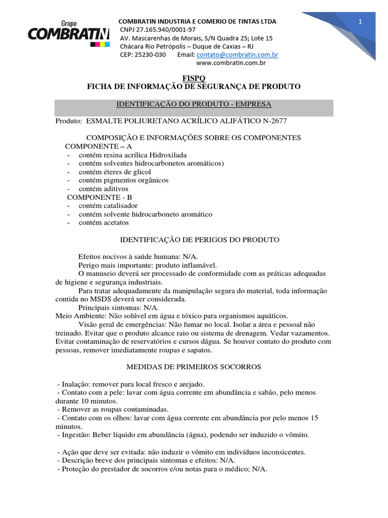 Fispq - Esmalte Poliuretano N-2677 | PDF | Solubilidade | Embalagem e ...