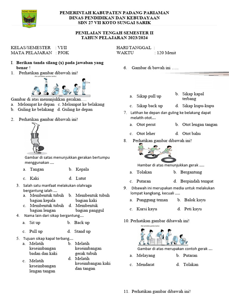 Soal PTS 2 PJOK Kelas 6 | PDF