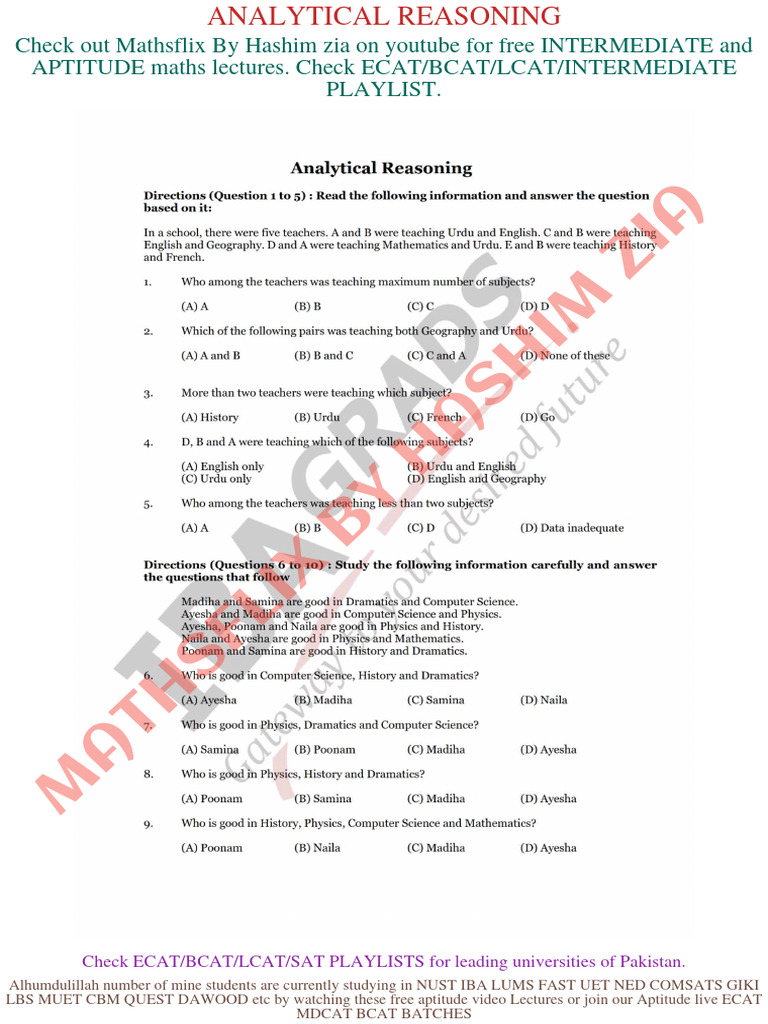 Analytical Reasoning | PDF