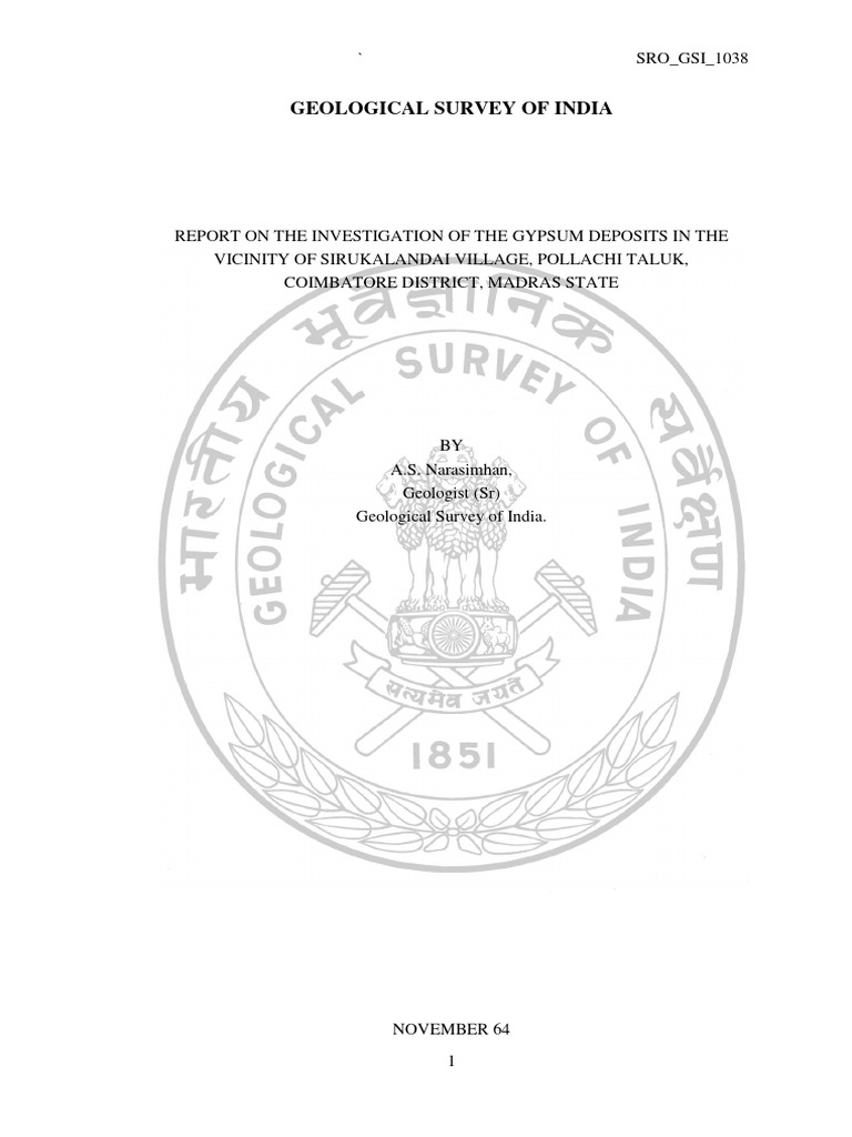Geological Survey of India: SRO - GSI - 1038 | PDF | Plaster | Soil