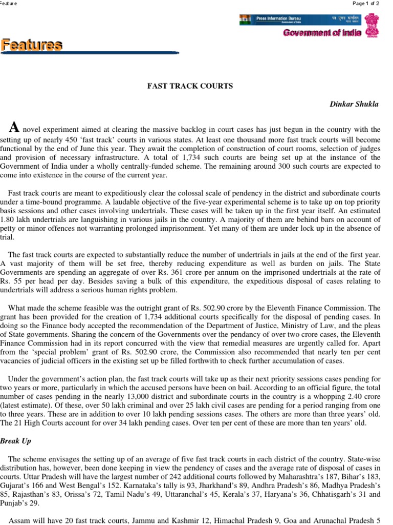 Fast Track Courts | PDF | Criminal Law | Social Institutions