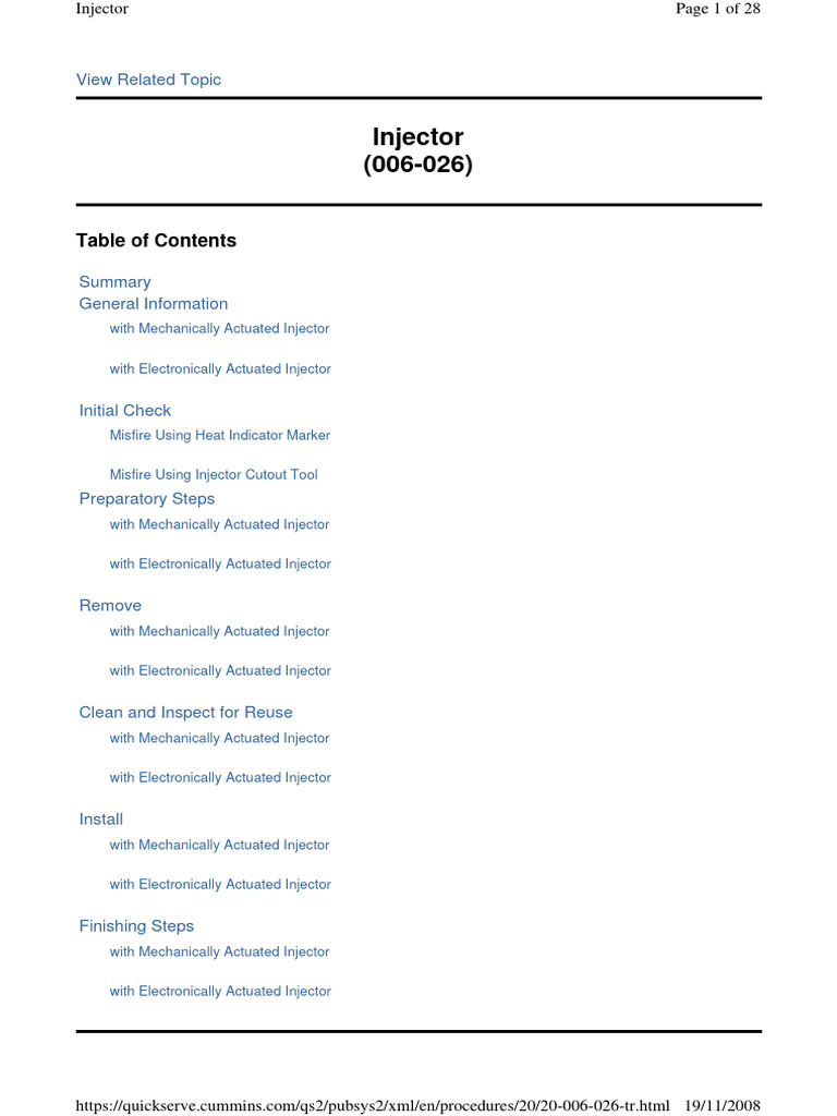 Injector - Install | PDF | Fuel Injection | Valve