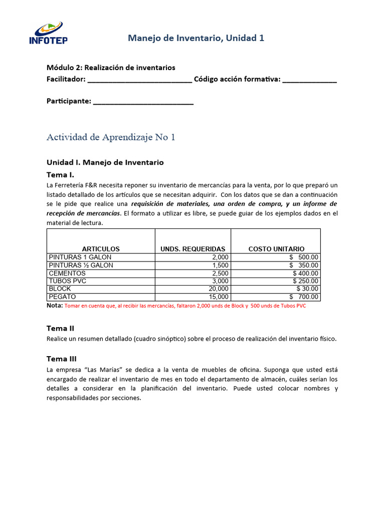Actividad 1 Unidad 1 | PDF