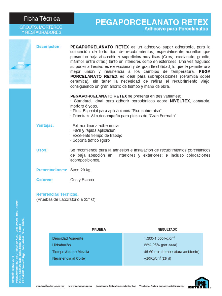 PEGAPORCELANATO PLUS | PDF | Agua | Adhesivo
