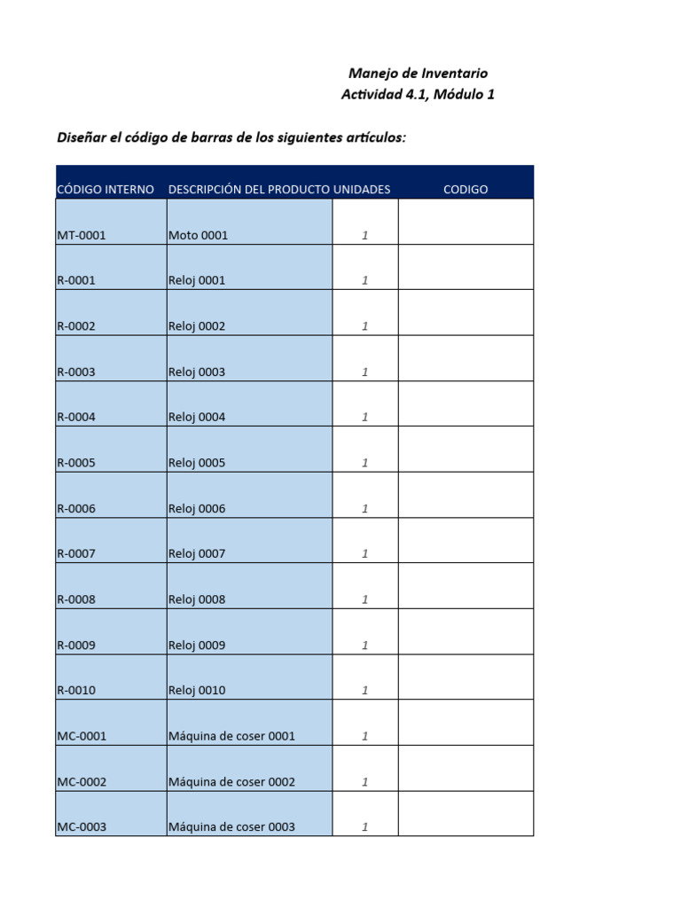 Actividad 4.1, Codigos de barras | PDF